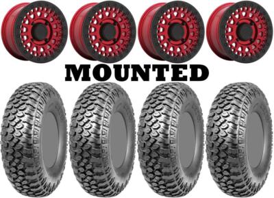 Kit 4 Maxxis RAZR XT Tires 33x10-15 on Black Rhino Parker Beadlock Red ...