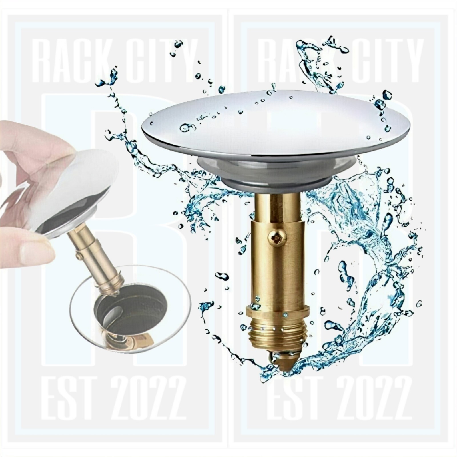 Chrome Easy Pop Up Basin Waste Bathroom Sink Push Button Click Clack ...