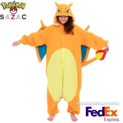 SAZAC POKEMON Charizard Costume Orange Unisex One Size Adult Cosplay ...
