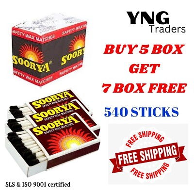 "SOORYA" Safety wax matches BUY 5 box 225 sticks GET 7 box 315 sticks ...