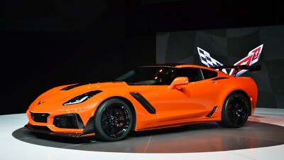 2019 CHEVROLET CORVETTE ORANGE (ANGLE) POSTER 24 X 36 INCH AWESOME ...