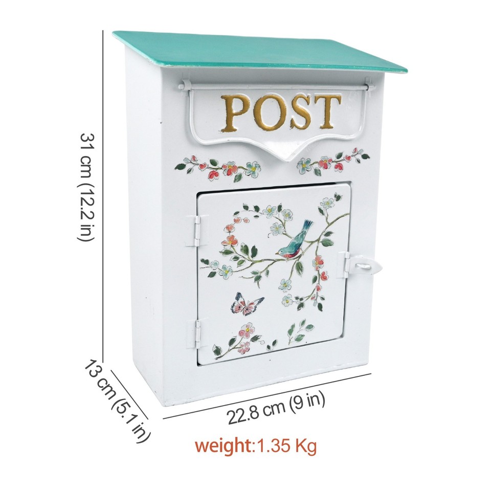 Vintage Rustic Letter Box Post Box Wall Mounted Decorative Metal ...