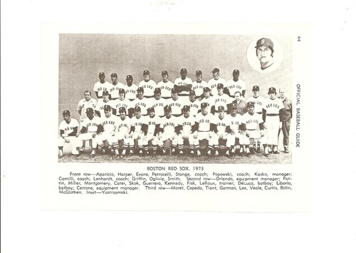 Red Sox 1973 Team Pic Carlton Fisk Carl Yastrzemski Luis Aparicio ...