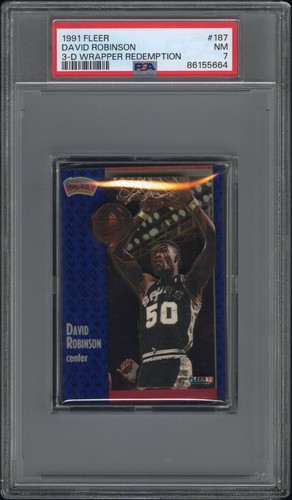 PSA 7 DAVID ROBINSON 1991-92 Fleer 3D Acrylic Wrapper Redemption #187 ...
