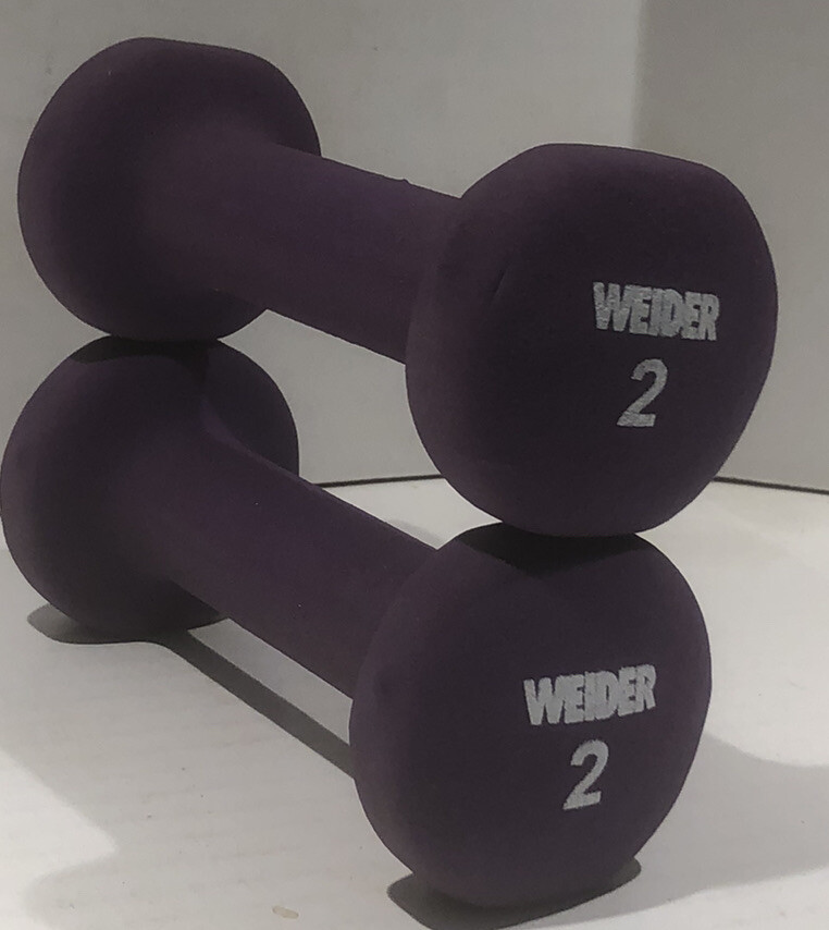 Set of 2 Weider 2lb Neoprene Coated Dumbbell Hand Weights Purple ...