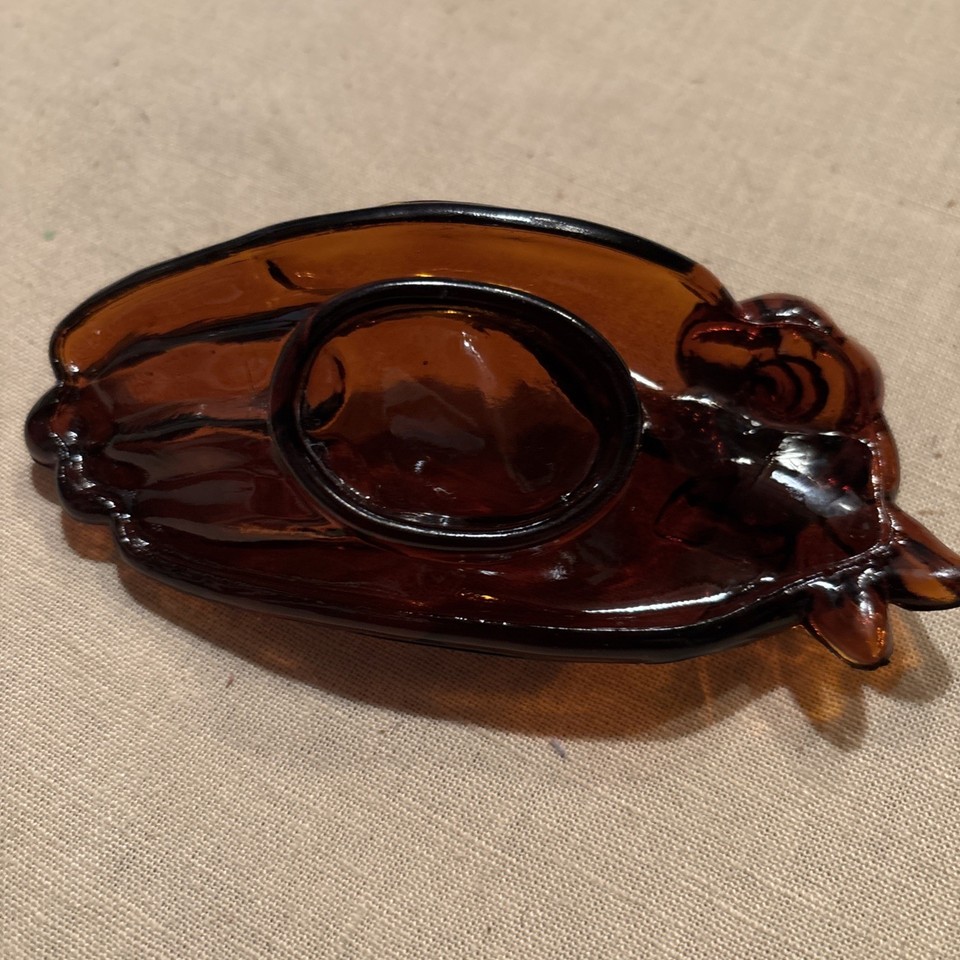 Vintage Amber Glass Hand Palm Trinket Jewelry Calling Card Holder ...