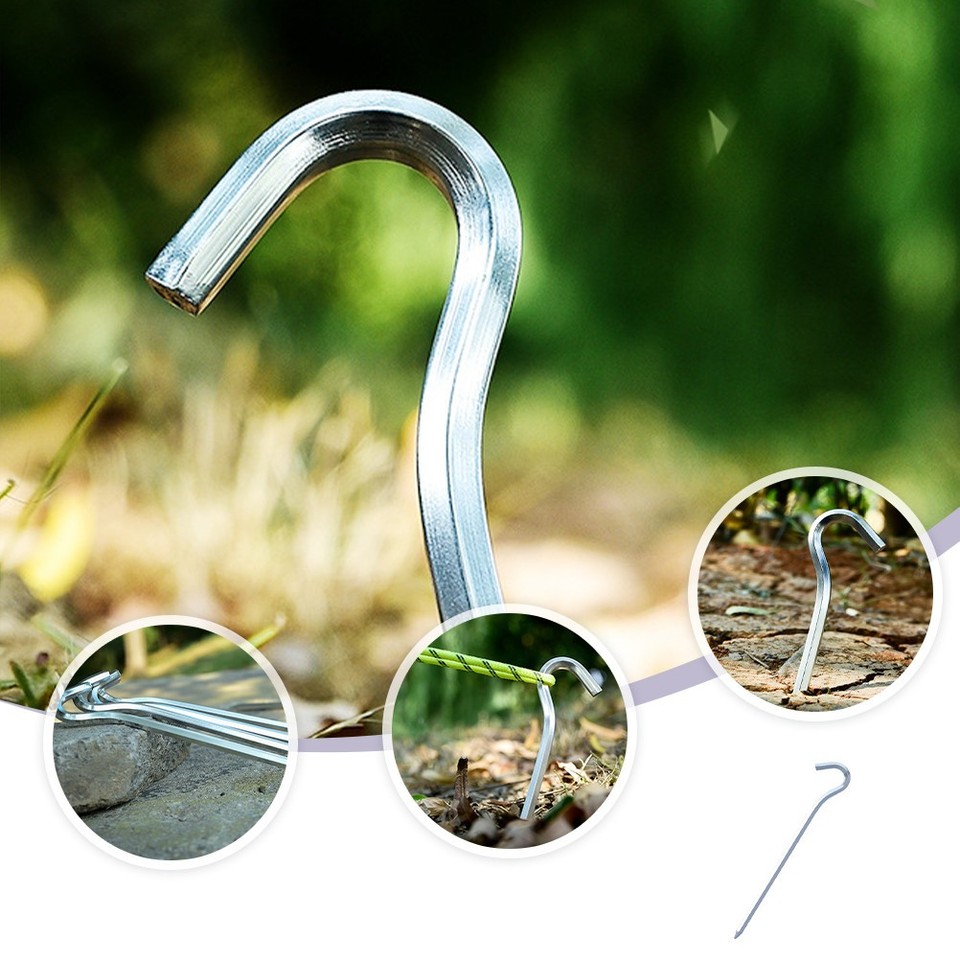12PCS Outdoor Camping Tent Pegs Question Mark Shape Ground Nail Tent ...