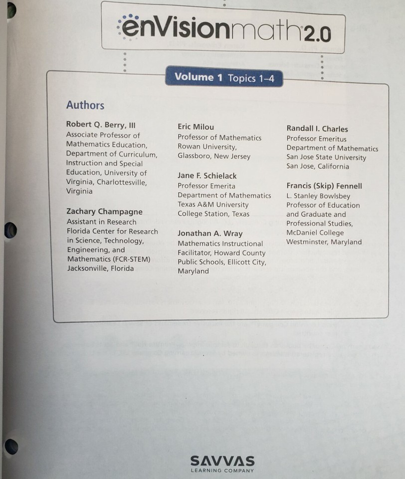 enVision Math 2.0 - STUDENT WORKBOOK 6th Grade - Volume 1 9780328881864 ...