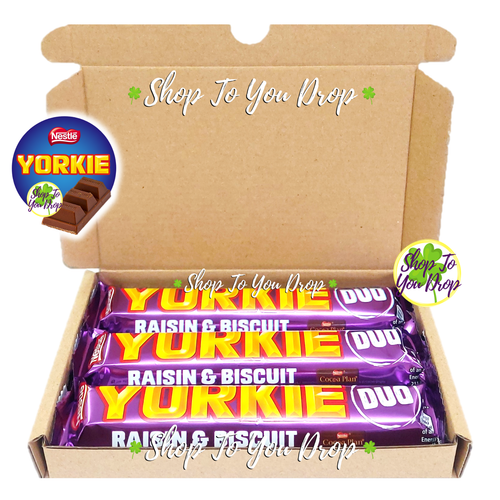 3 x YORKIE DUO RAISIN & BISCUIT 66G CHOCOLATE BARS GIFT BOX Snack Treat ...
