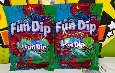 Fun Dip ~ Razz Apple Magic Dip and Cherry Yum Diddly Dip ~ Candy (2 ...