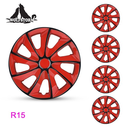 15" Set of 4 Red Wheel Covers Snap On HubCaps For Volkswagen Golf Jetta ...