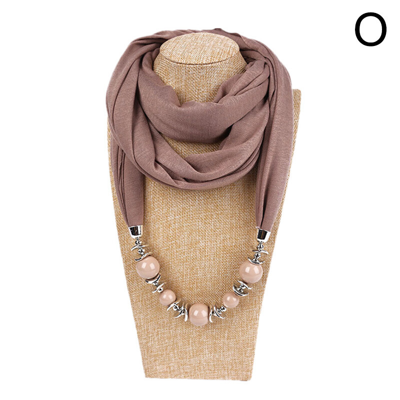 Vintage Womens Ladies Soft Scarf Necklace Beads Pendant Scarves Warm ...