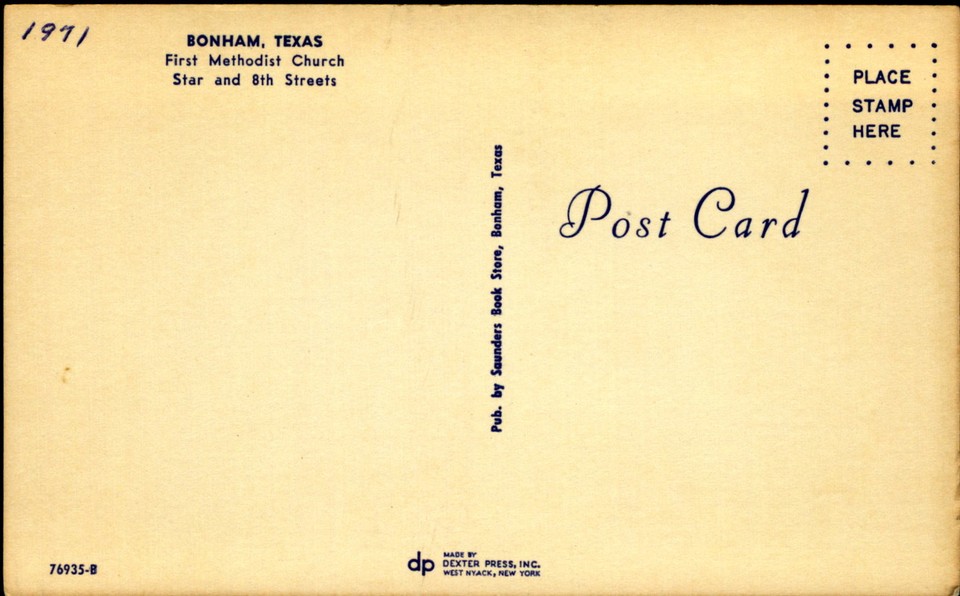 First Methodist Church ~ Bonham Texas TX ~ 1970s postcard | eBay