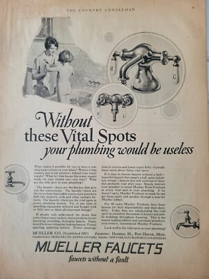 1925 Mueller bathroom faucets little girl bath tub vintage ad | eBay