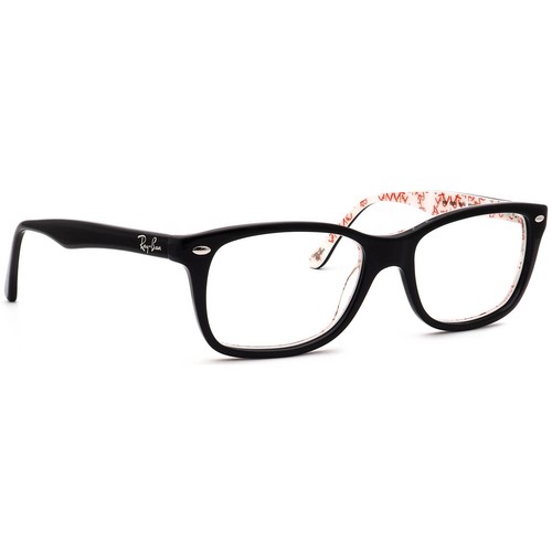 Ray-Ban Eyeglasses RB 5228 5014 Polished Black on White Square Frame 53 ...