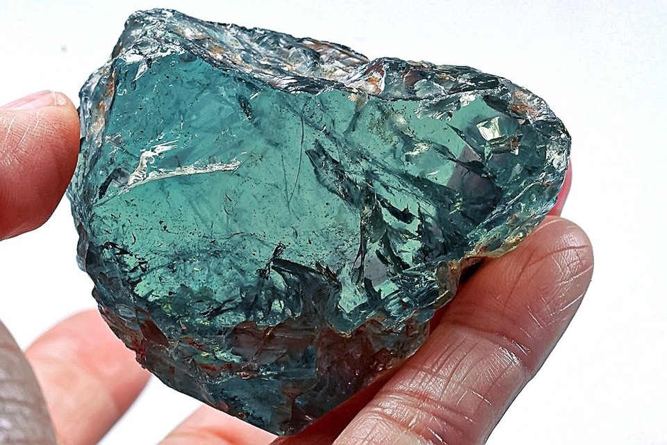 393Ct Aquamarine Super Santa Maria Blue Crystal Facet Rough Specimen ...