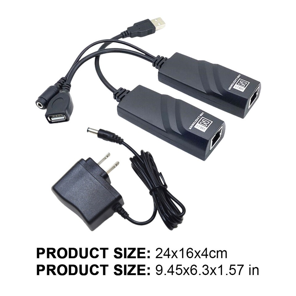 USB Ethernet Extender with Power Adapter USB 2.0 Network Cable Extender ...