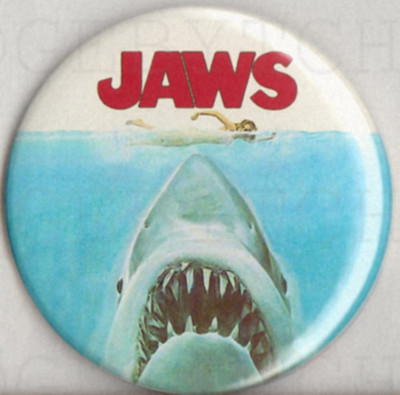 JAWS Badge Button Pin - 25mm and 56mm size -SPIELBERG CLASSIC ! | eBay