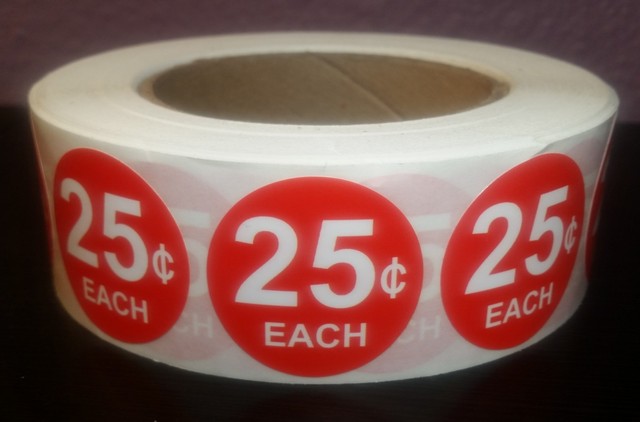 Vinyl "25 cents" Self-Adhesive Price Labels 1-1/2" Stickers Vending 500 ...