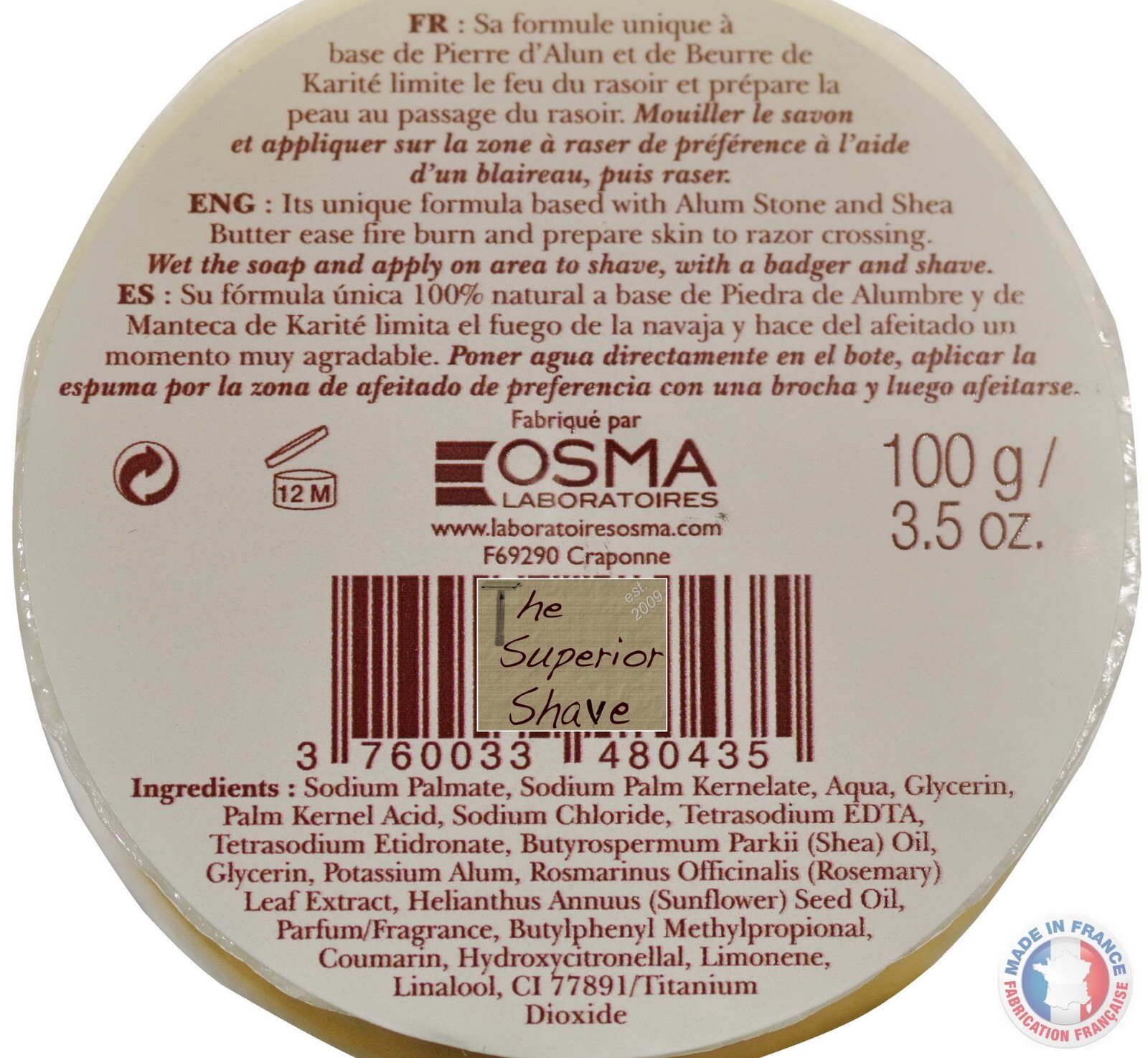OSMA Alum Stone Beard Shaving Soap 100g 3.5oz for sale online | eBay