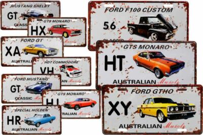 Aussie Muscle Car Tin Sign License Plate Ford Holden Garage Bar Man ...