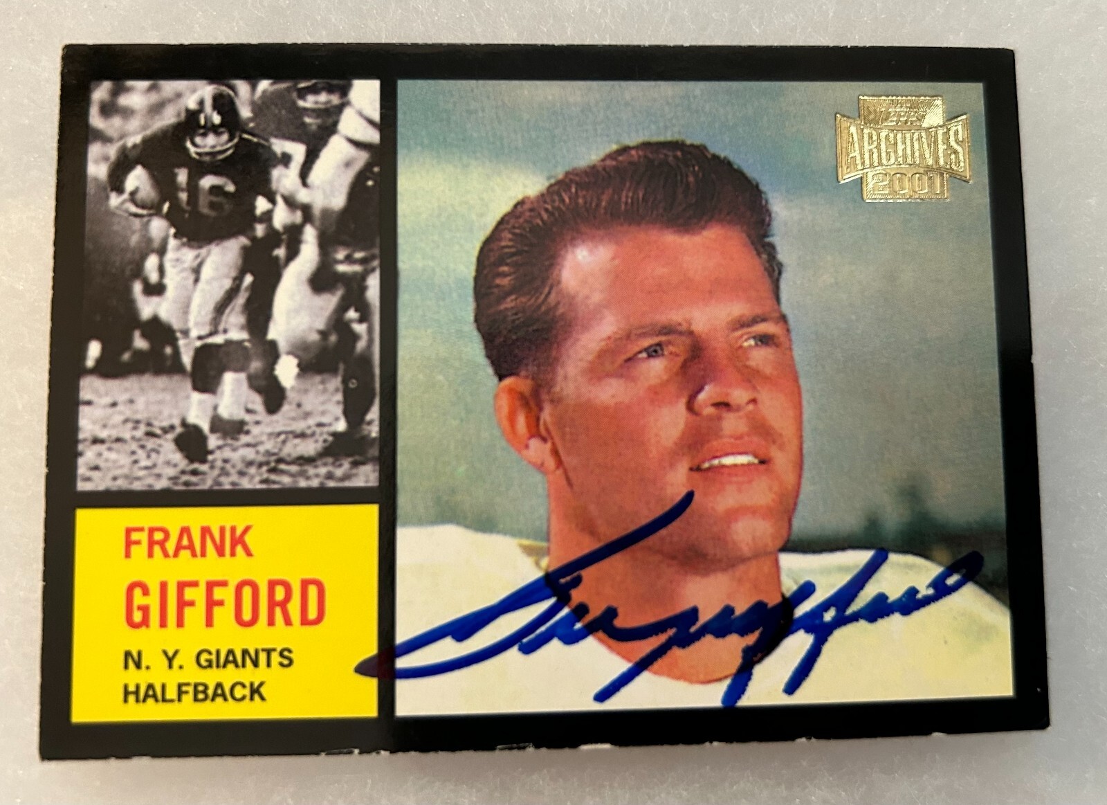 Frank Gifford signed autographed 2001 Topps Archives 1962 #101 New York ...