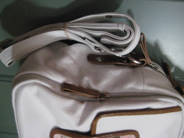 SHARIF (White) "Napa Pebbled Leather" (With Pink Sequined Rose-Design ...