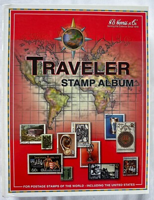 H E Harris Traveler Stamp Album Postage Stamps of the World | eBay