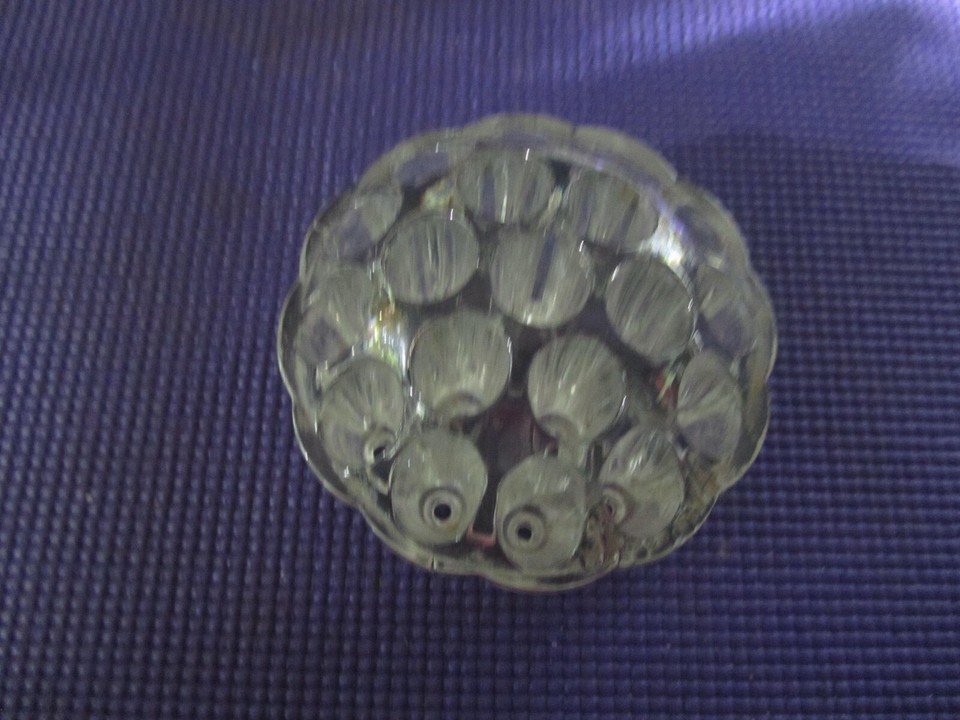 Clear Glass Flower Frog 19 Hole 4.5" Diameter 3" Tall Marked PAT JAN 31 ...
