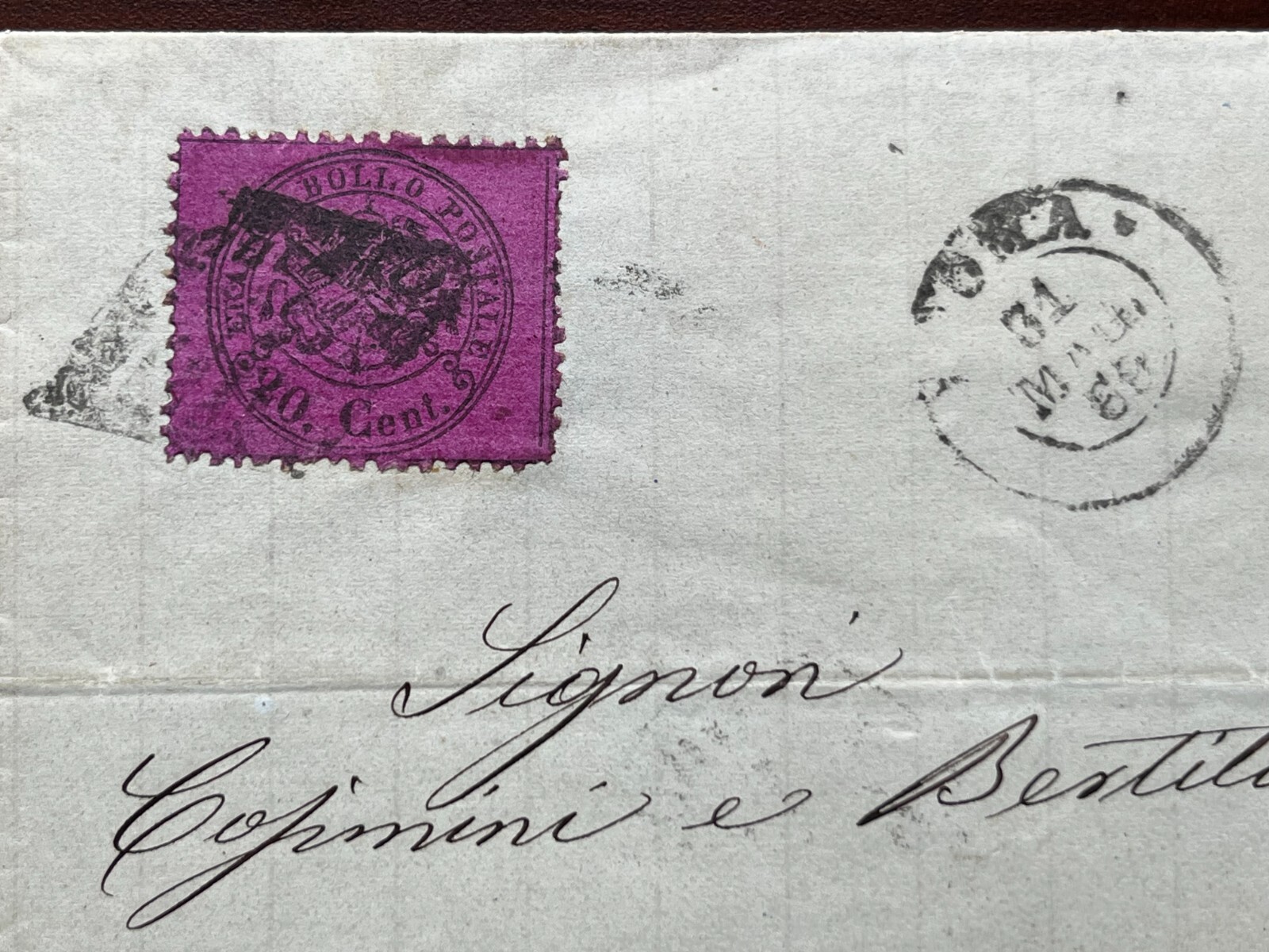 Italy Roman States Franco Bollo Postale 1869 Cover with 20 Cent Stamp ...