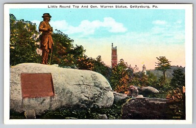 Postcard Little Round Top and Gen Warren Statue Gettysburg PA | eBay