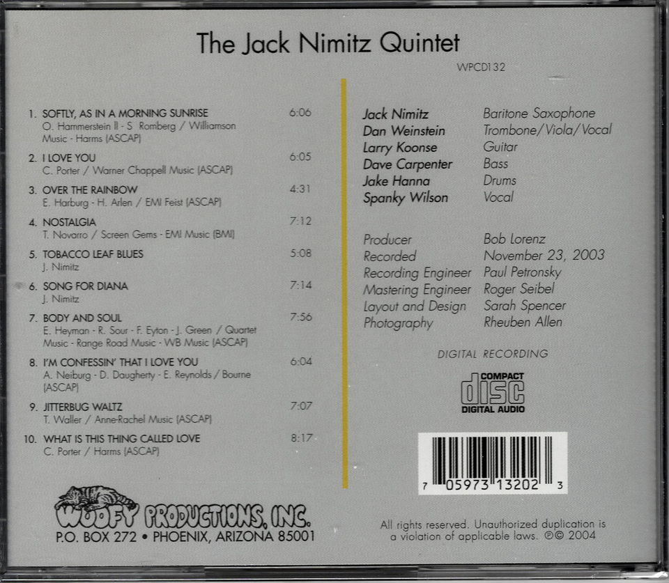 The Jack Nimitz Quintet - Guest Spanky Wilson - Brand New...Sealed WPCD132 705973132023| eBay