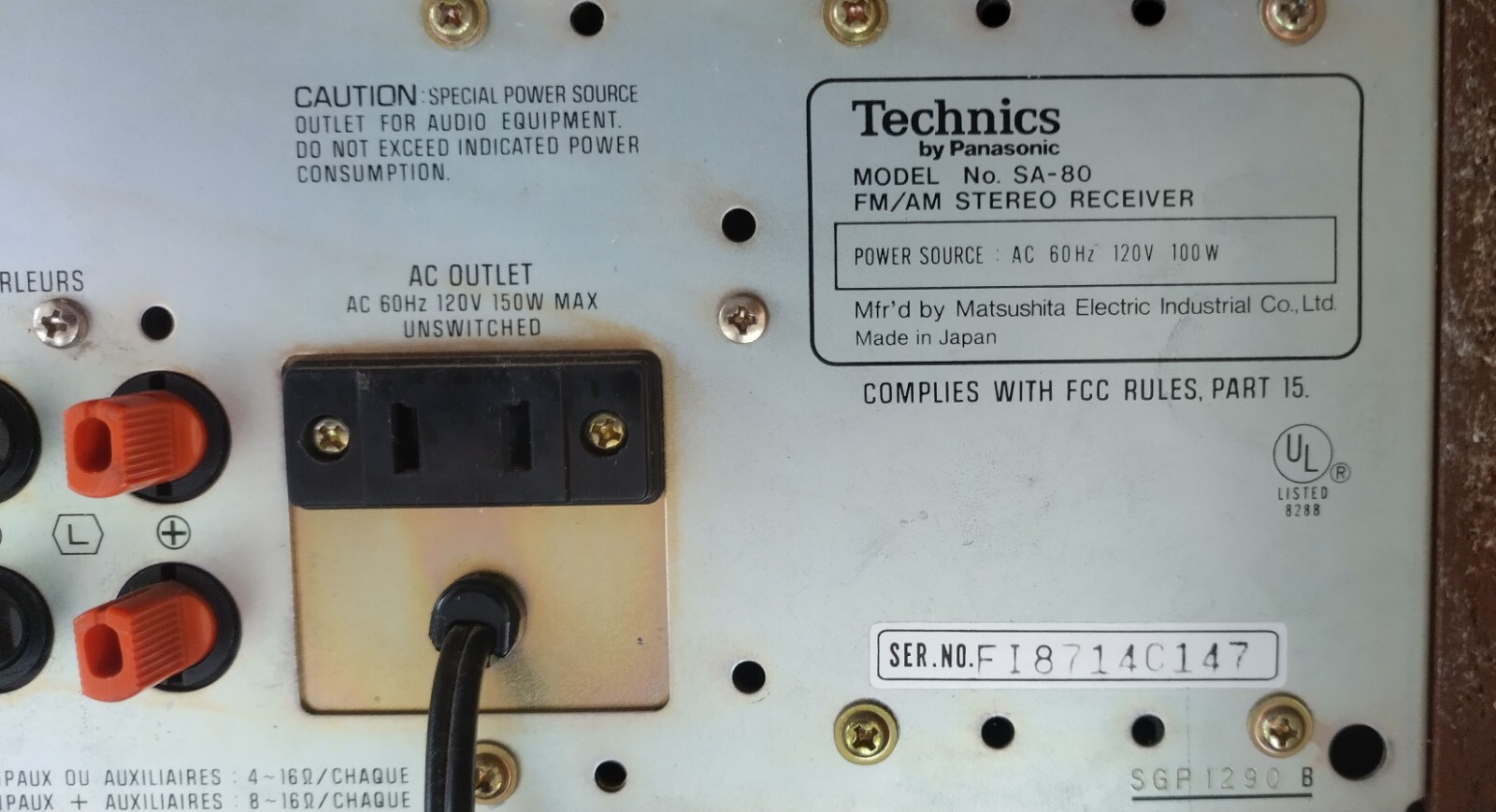 Vintage Technics By Panasonic SA80 Receiver Japan Tested | eBay