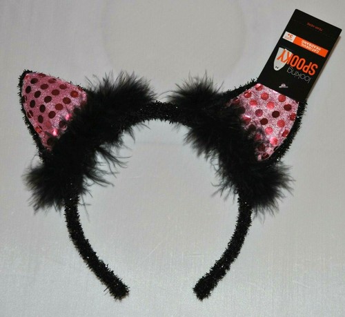 Cat Devil Ears Headband Black Pink Dots Halloween Decoration Party ...