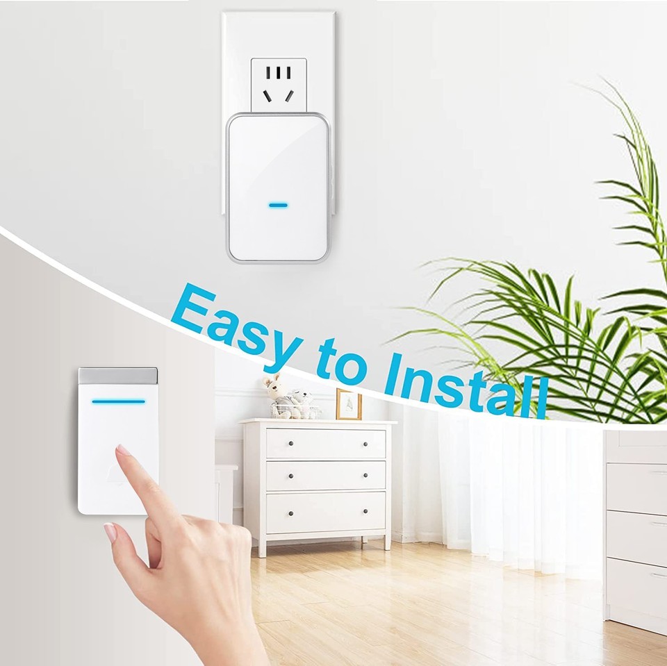 Weatherproof Wall Plug-in Cordless Door Bell Chime Kit with 28 Tunes ...