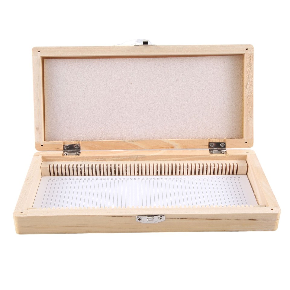 Wooden Slide Storage Box, Holds 50 Slides, Microscope Slide Box Easy to ...