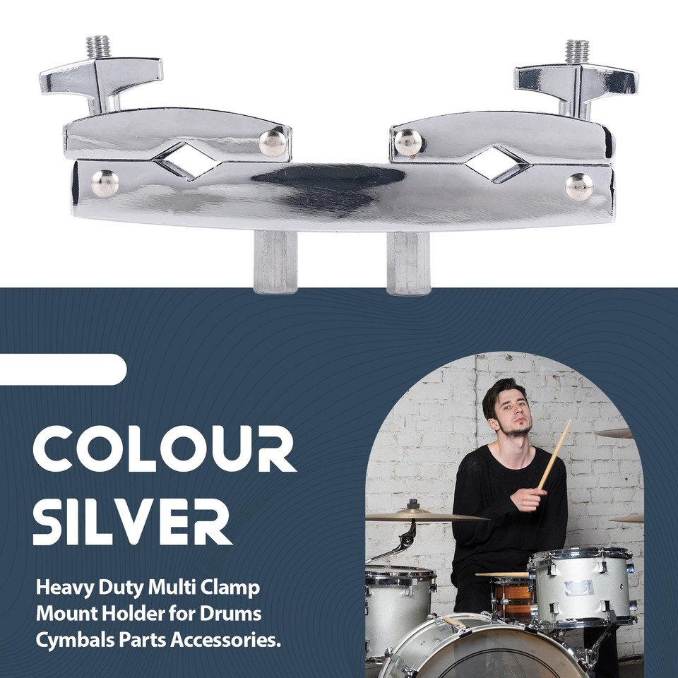 2X(Drum Clamp 2 Hole Silver Multi Clamp Cymbal Stand Mount Holder for ...
