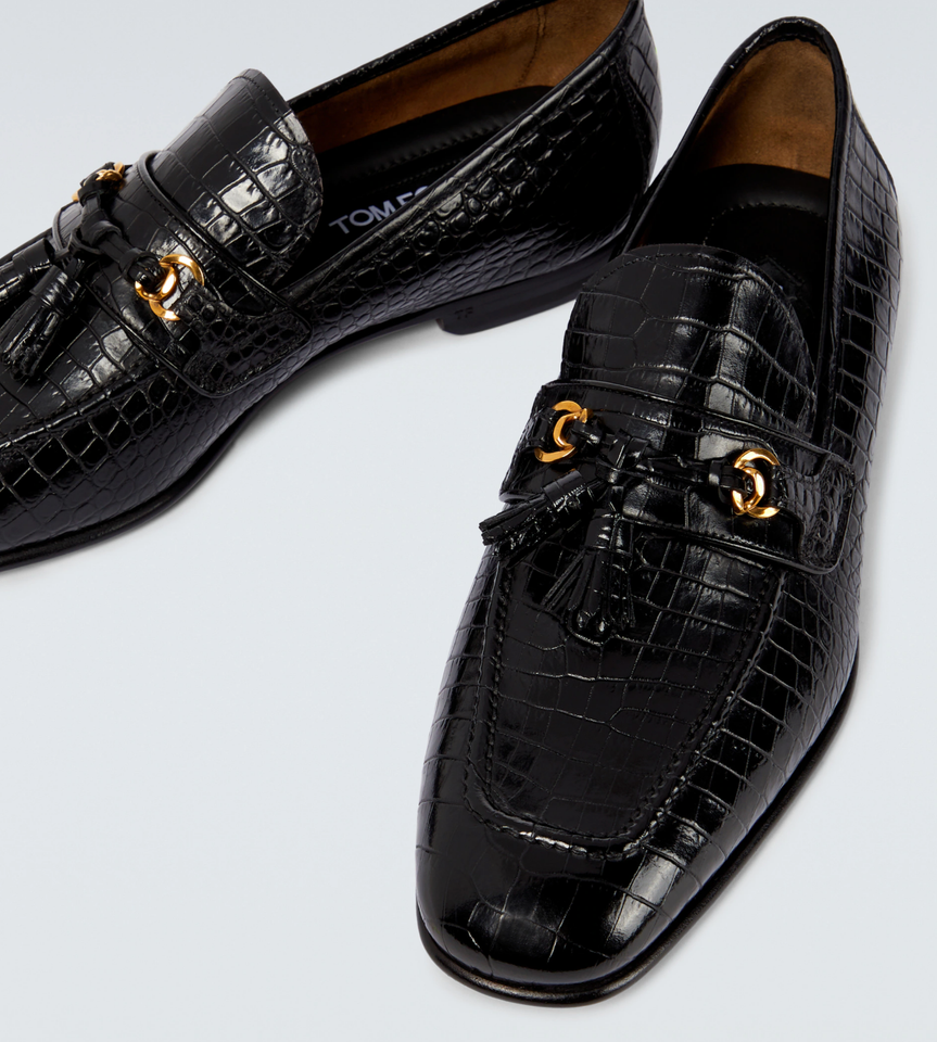 Tom Ford Sean Croc Alligator Effect Tassel Loafers Moccasins Shoes ...