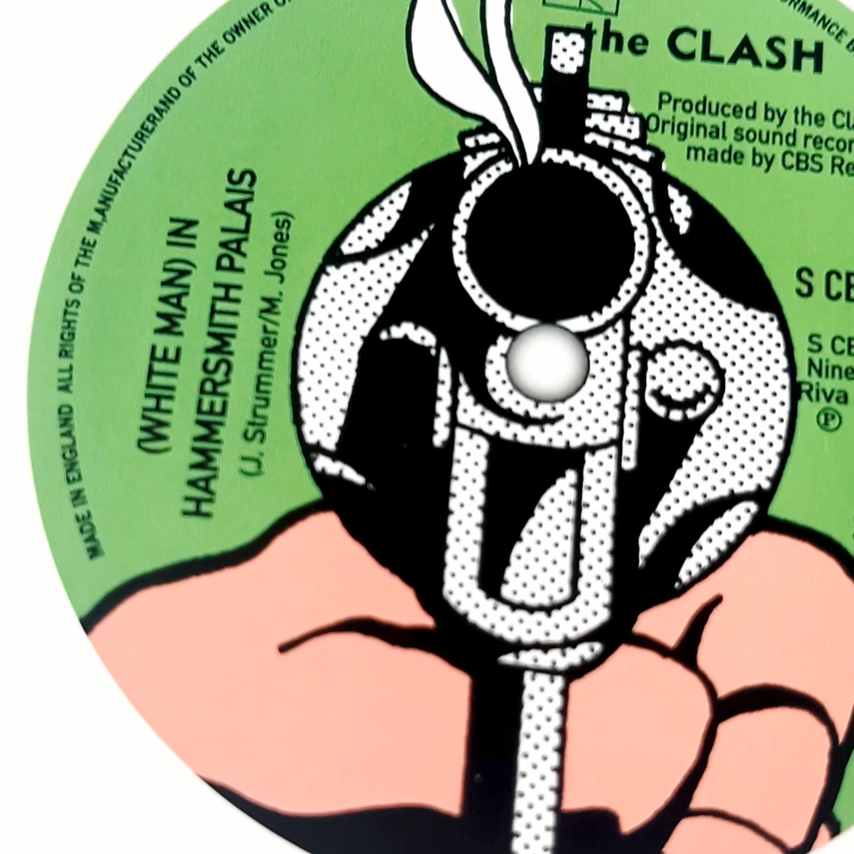 The Clash. White Man In Hammersmith Palais. Repro record label sticker ...
