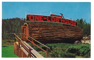 Famous ONE LOG HOUSE Art Schmock California REDWOOD TREE CA Postcard | eBay