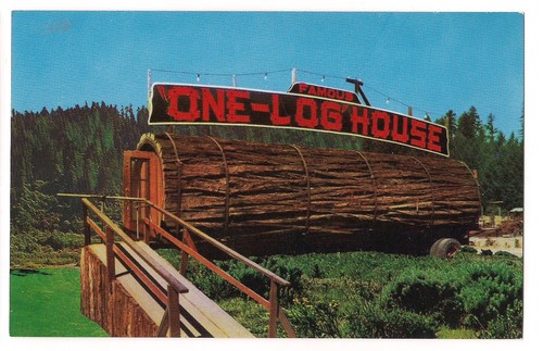 Famous ONE LOG HOUSE Art Schmock California REDWOOD TREE CA Postcard | eBay
