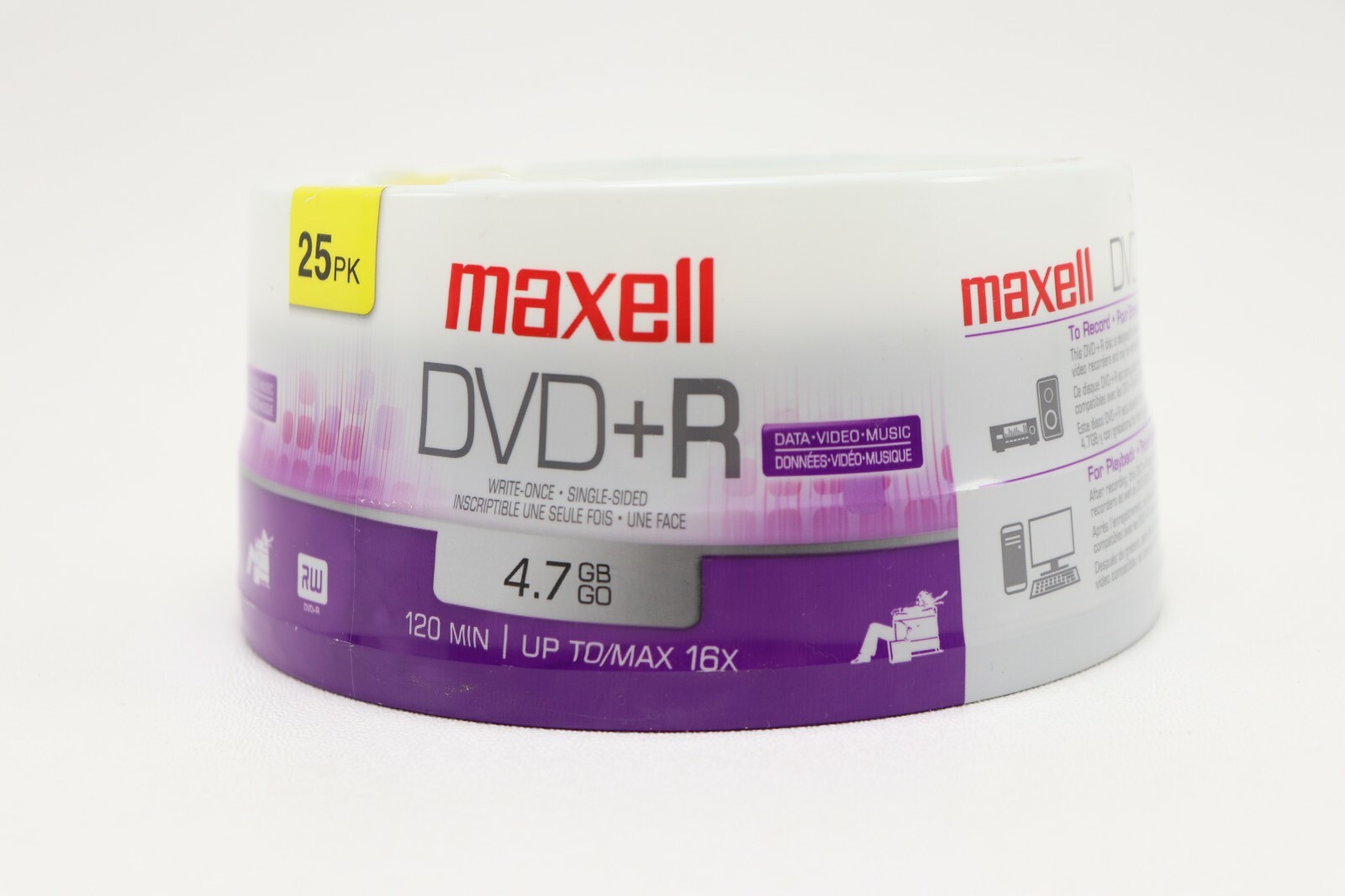 Maxwell DVD+R Discs 16X 4.7GB 120 Minutes Single Sided 25 Count New ...