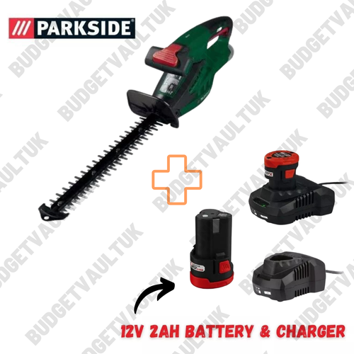 Parkside 12v Cordless Hedge Trimmer + 12V 2Ah Battery + Charger ...