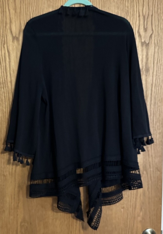 Chico’s Fringe Cardigan - Black - Chico’s Size 3 | eBay