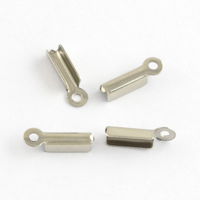 50pcs Quality 304 Stainless Steel Fold Over Cord Ends Crimp End Clamps ...