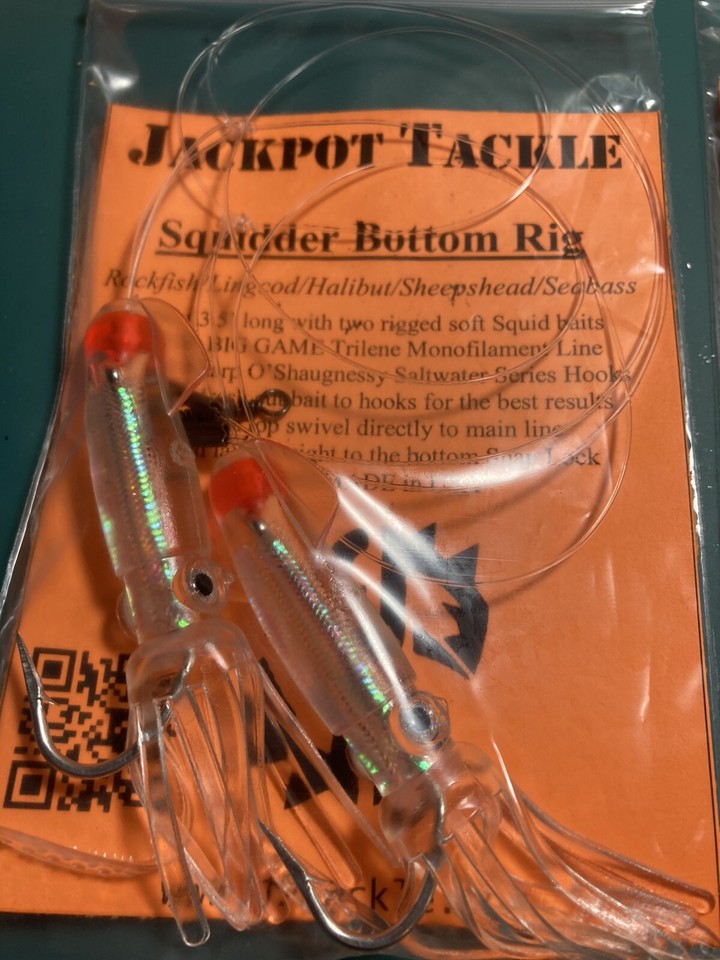 Dual Squid Bottom Fishing Rig with 5/0 Hooks Rockfish Lingcod Grouper ...