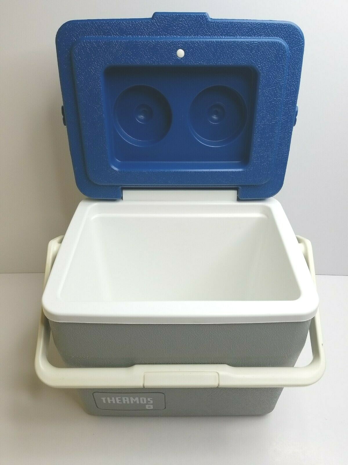 Thermos 8 Qt Cooler 7708 Blue Gray Vintage Chest Box Fish Hunt Hike ...