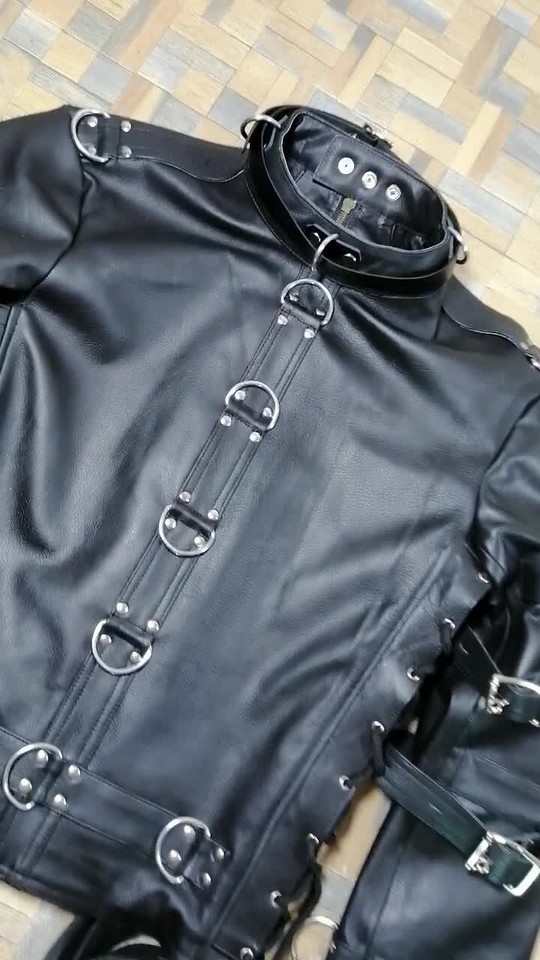Men Leather Straitjacket Straight jacket with Locking Buckles Belts | eBay