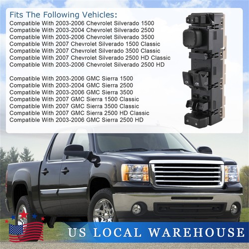 Power Window Switch Driver Left Side Black for Chevy GMC 15883318 ...