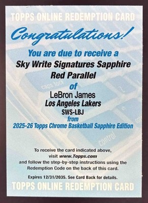 2025-26 Topps Chrome Sapphire LeBron James Sky-Light Signature Red ...